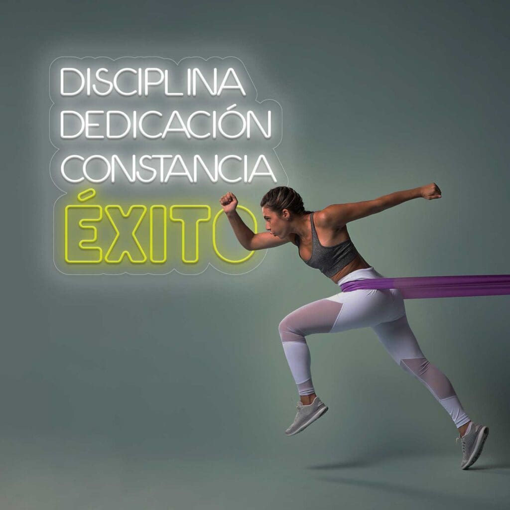 🏆 Neón: Disciplina, Éxito | Letreros Motivacionales